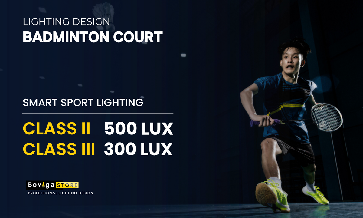 Class II | ความสว่าง 500 ลักซ์ | ออกแบบแสงสว่างสนามแบดมินตันสำหรับการแ ...